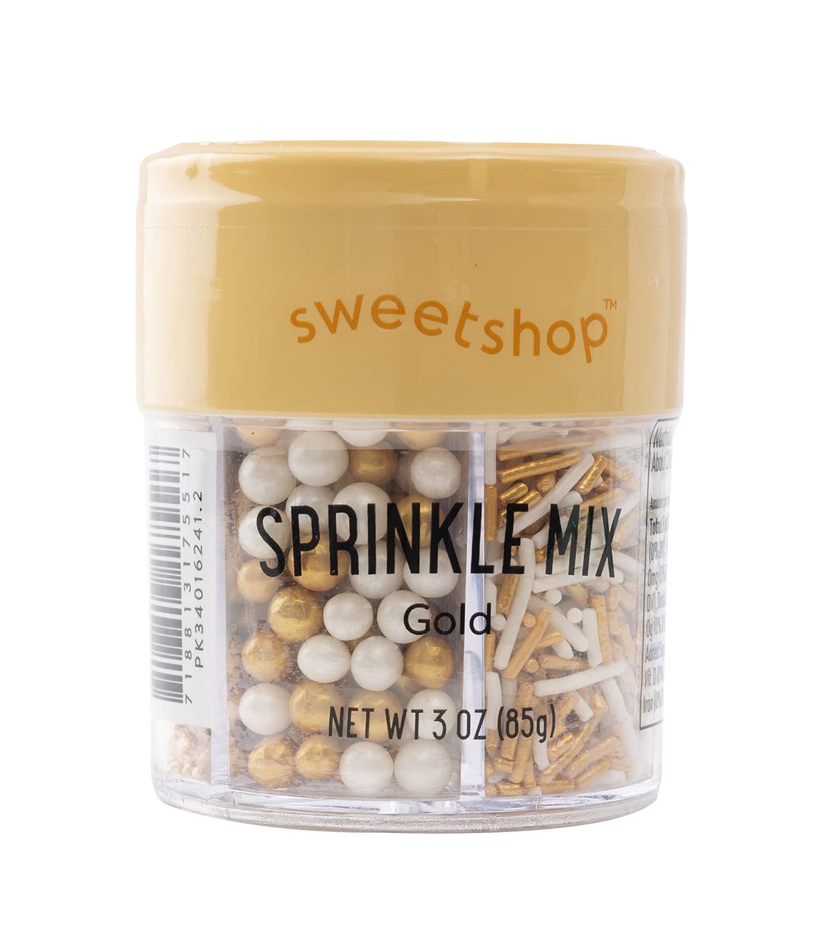Amazon.com: Sweetshop, Sprinkle 6 Cell Mix, Gold and White, Edible ...