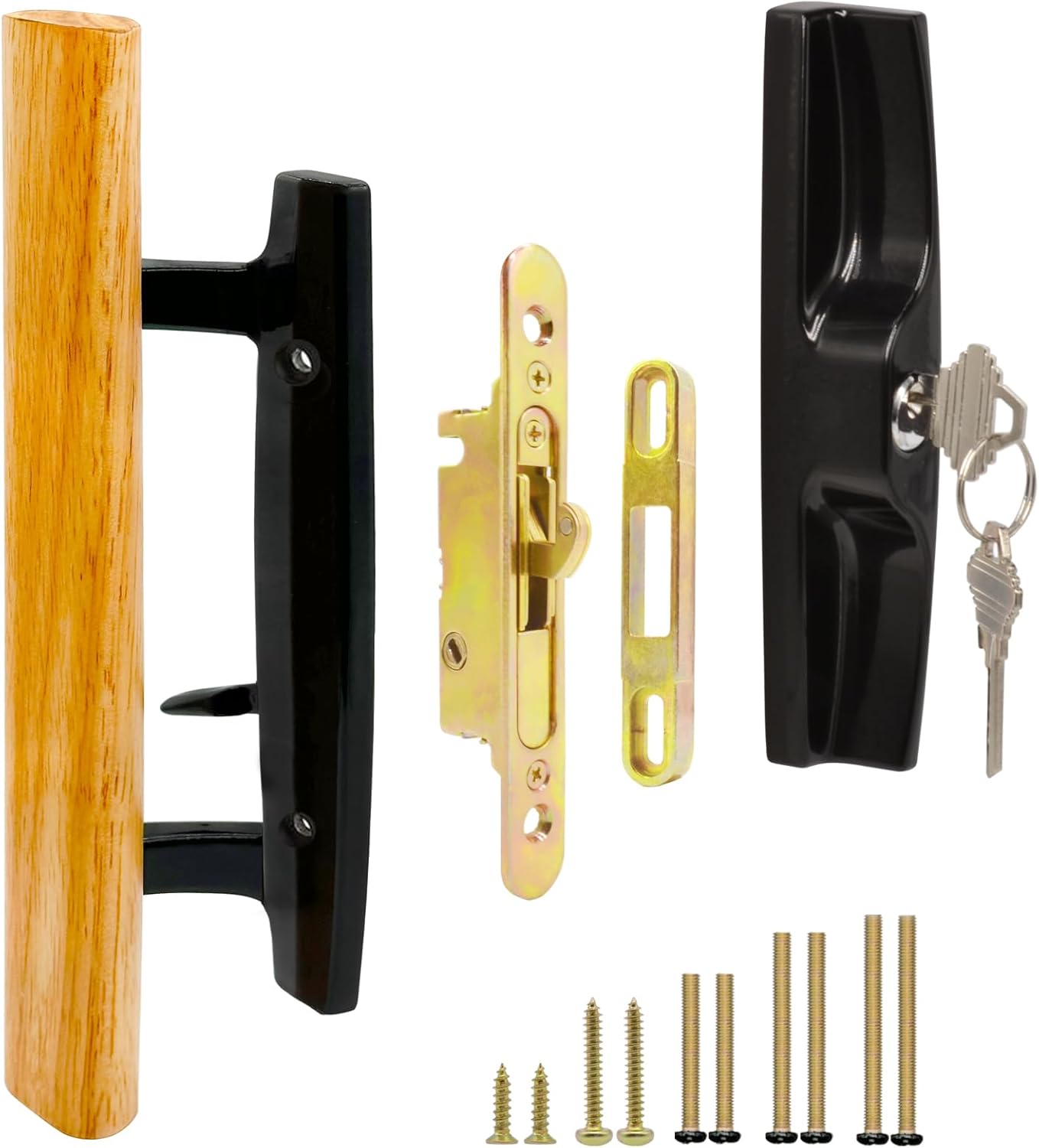 TPard Sliding Glass Patio Door Handle Set with Key Cylinder and Mortise ...