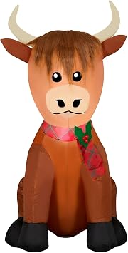 Amazon.com: Christmas Inflatable Scottish Highlander Cow in Santa Hat 3 ...