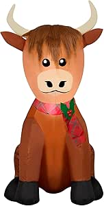 Amazon.com: Christmas Inflatable Scottish Highlander Cow in Santa Hat 3 ...
