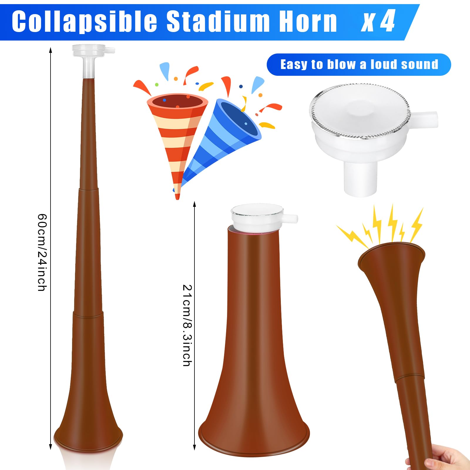 Snapklik.com : Lenwen 4 Pcs 24 Inch Collapsible Stadium Horn Vuvuzela ...