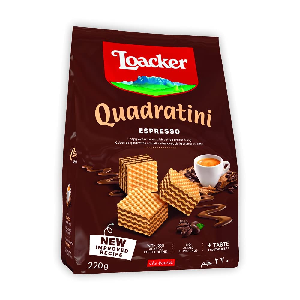 Loacker Quadratini Espresso - Crispy Wafer Cubes With Coffee Cream ...