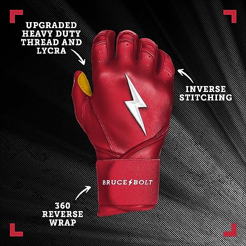 Snapklik.com : BRUCE BOLT Original Series Long Cuff Red Batting Glove