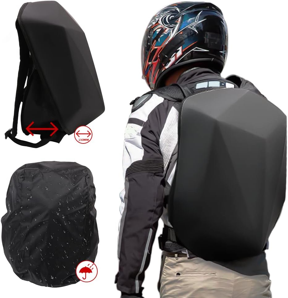 Motorcycle Backpack Hard Shell Carbon Fiber Waterproof 30L Large ...