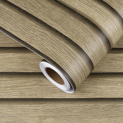 STICKEEP Brown Wood Slat Wallpaper for Bedroom Faux Wood Panel ...