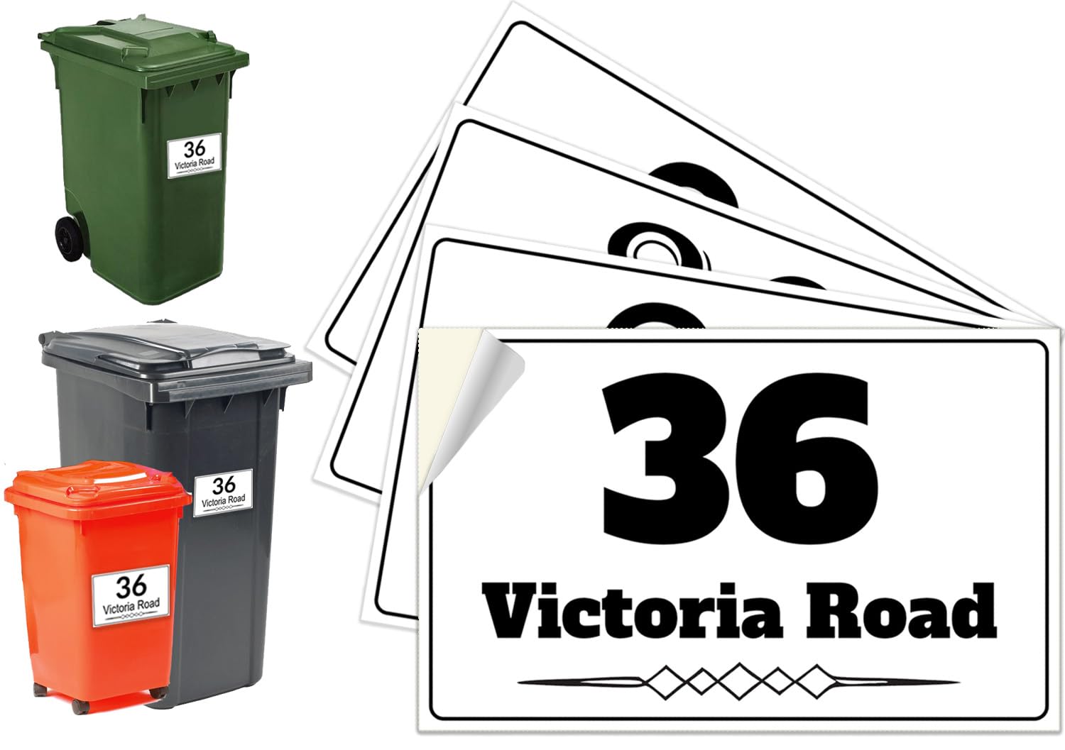 4 x Personalised Wheelie Bin Dustbin Sticker Waterproof Bin Sticker ...