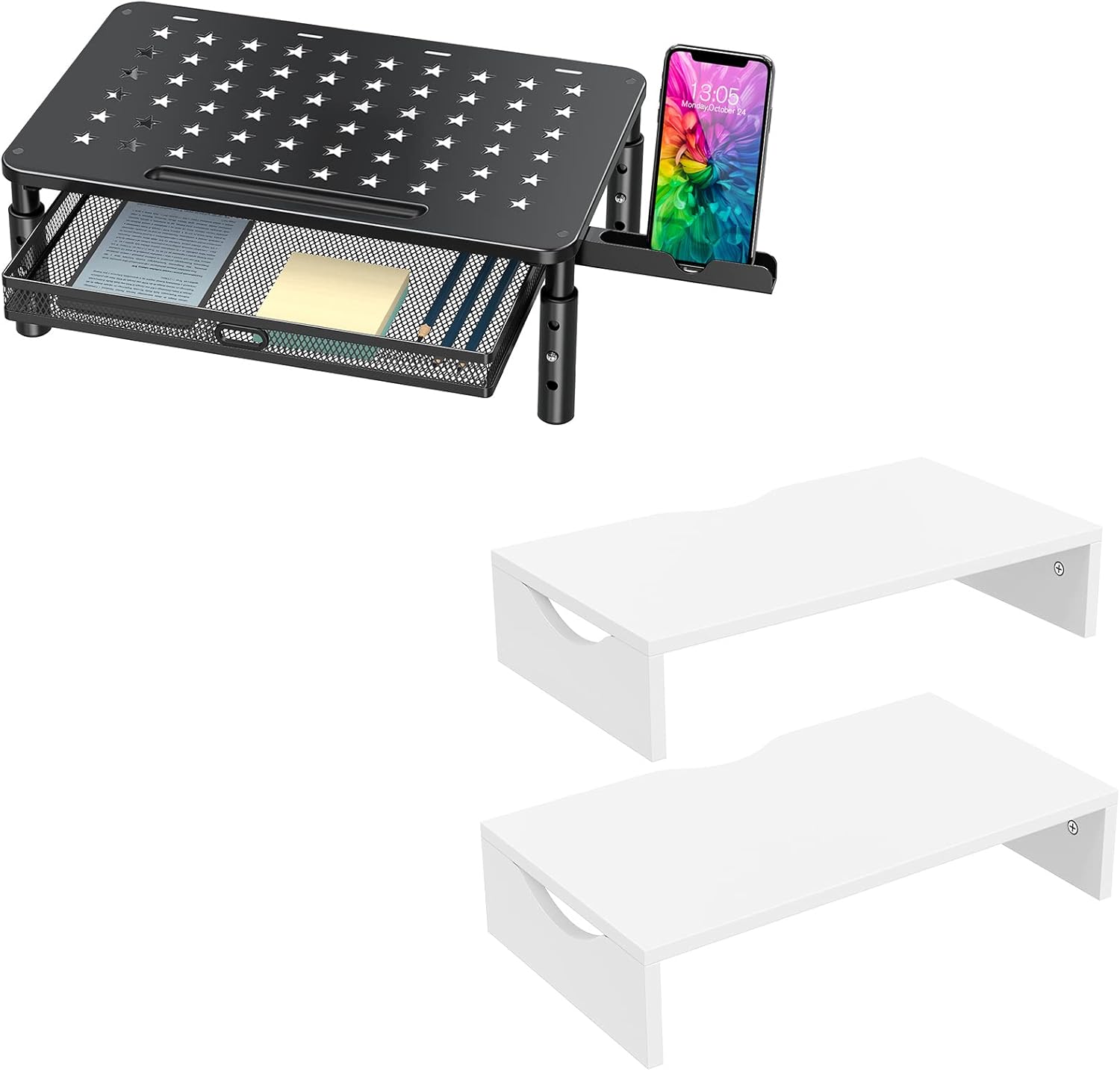 Amazon.com: Zimilar Monitor Stand Riser with Metal Mesh Drawer, Height ...