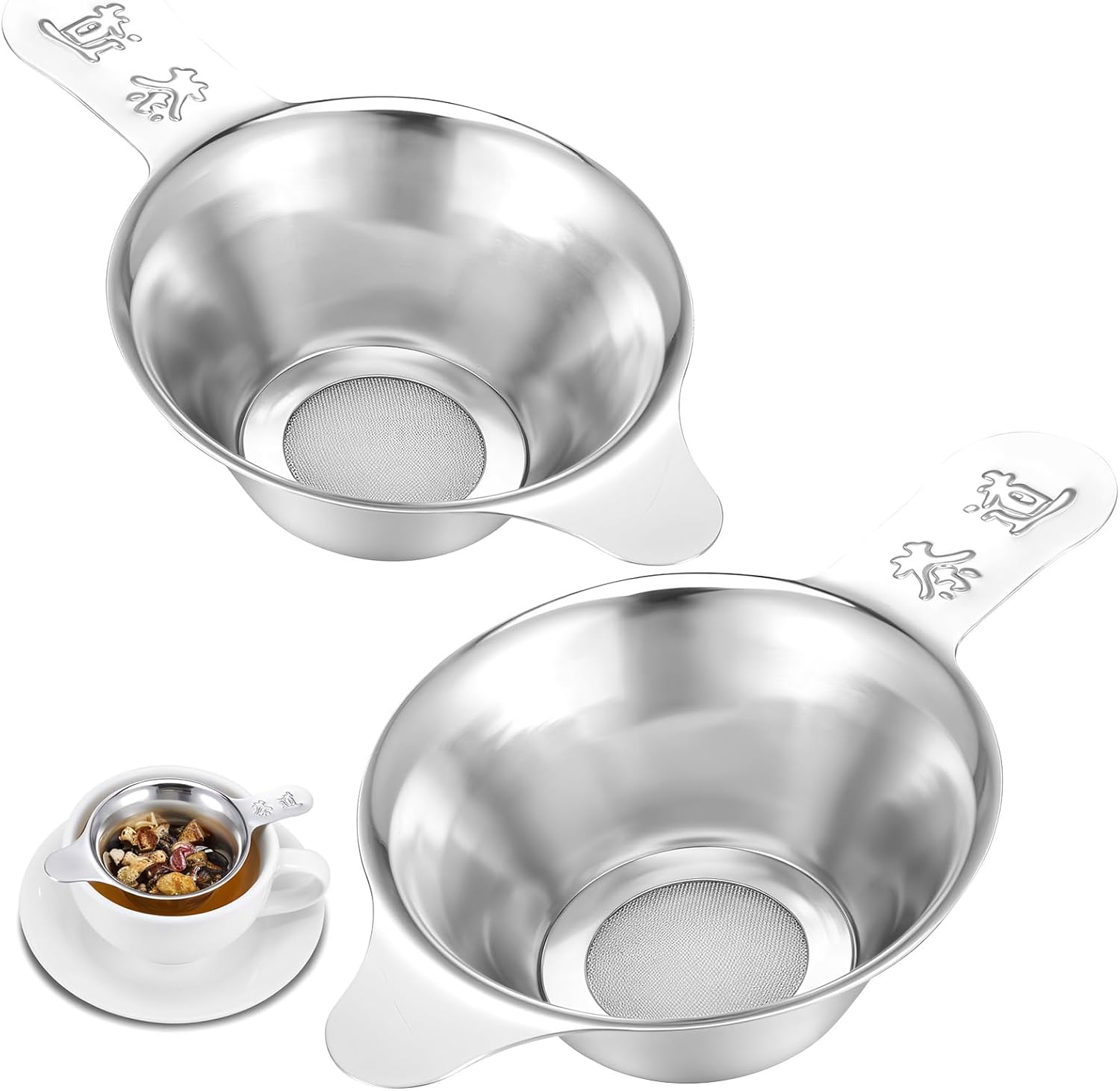Amazon.com: 2Pcs Small Fine Mesh Tea Strainers, Stainless Steel Loose ...