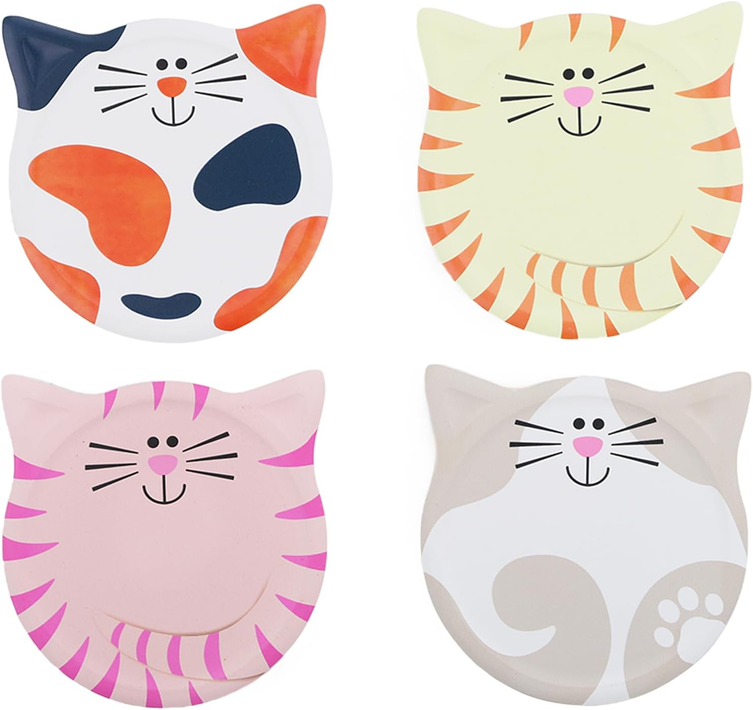 Amazon.com: Generic Cute Cat Cup Mats Rubber Faces Insulated Durable ...