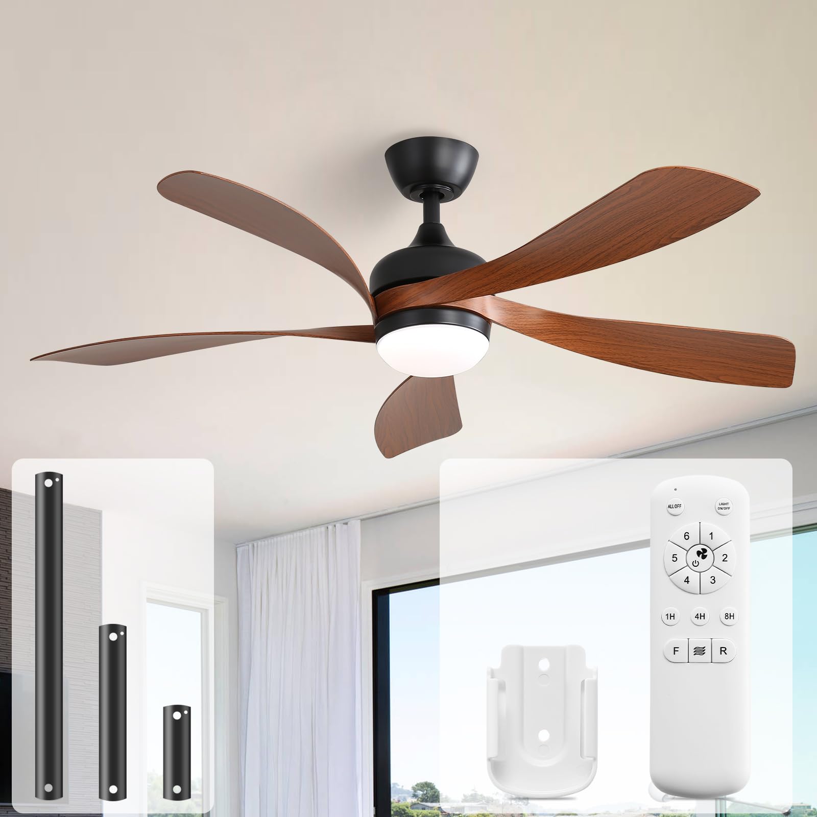 Sofucor 52 Inch Ceiling Fans with Lights and Remote, Outdoor Ceiling ...