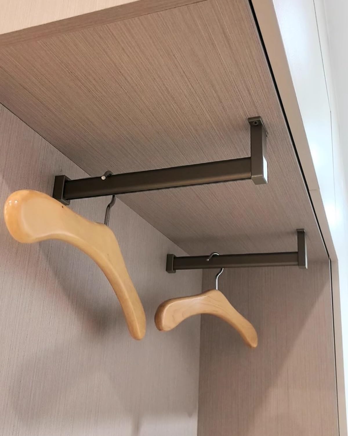 Closet Rod L-Shaped Clothes Hanger Rod 2 Pack, Heavy Duty Wardrobe Rail ...