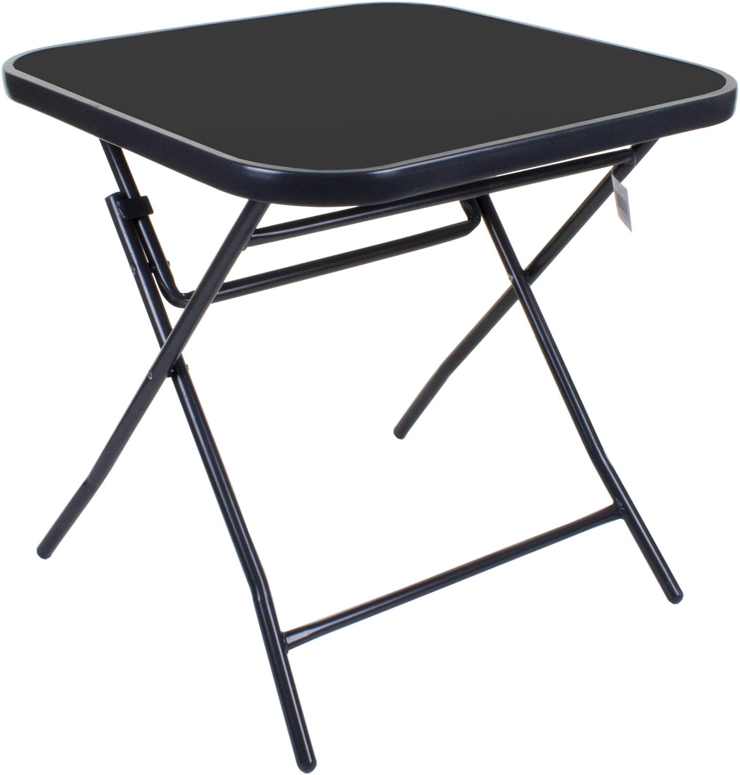 marko Outdoor 70cm Square Folding Glass Table Outdoor Garden Patio ...