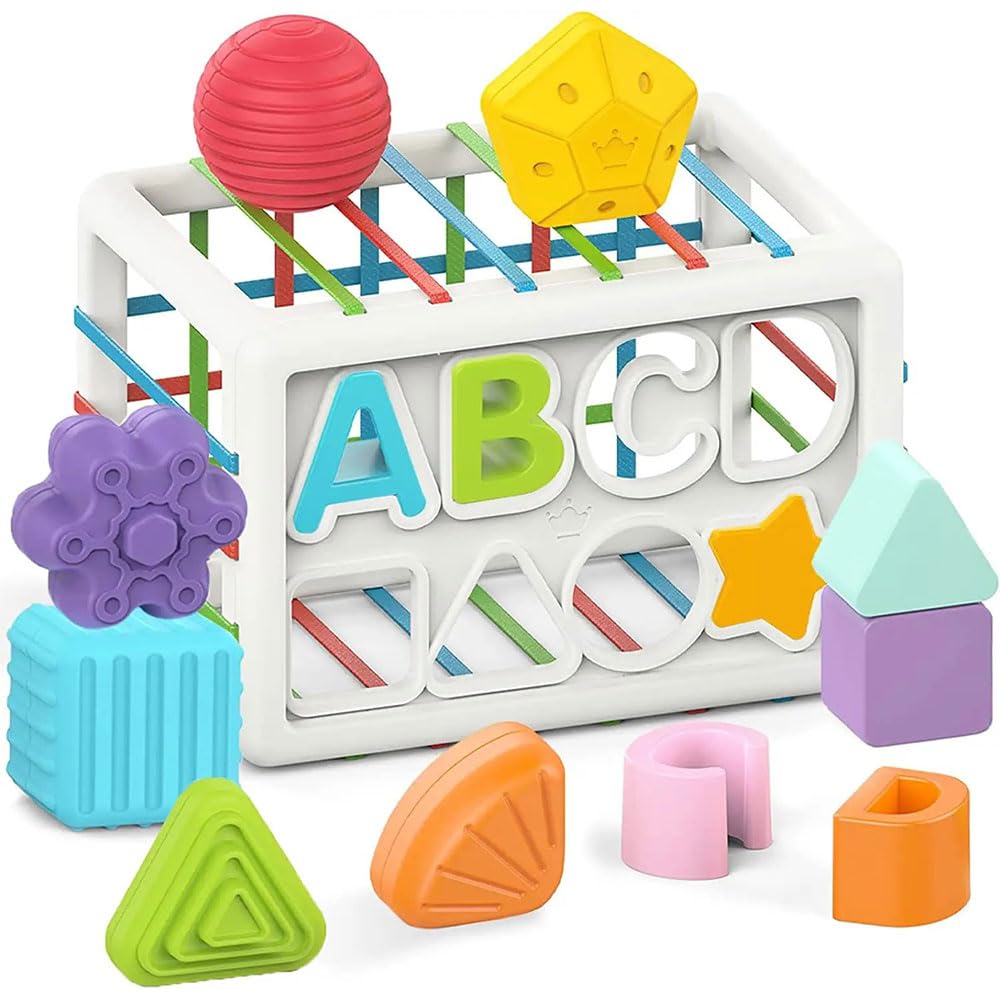 Buy Zinnia Blocks Game for Kids, Shape Sorter Toy with ABCD Blocks ...