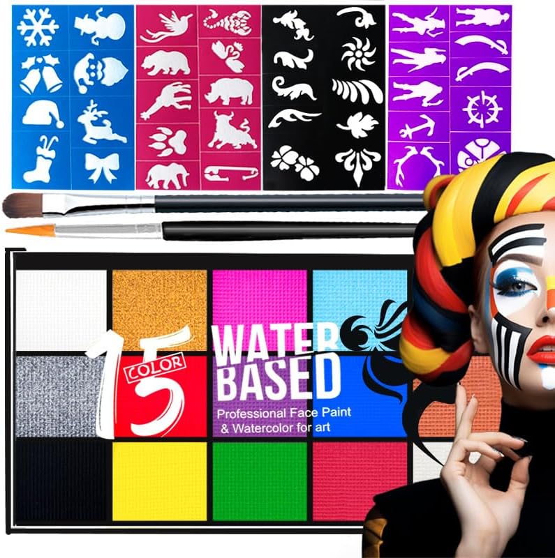 Amazon.com: 15 Colors Face Painting Kit for Kids Party,Cosplay,Clown ...