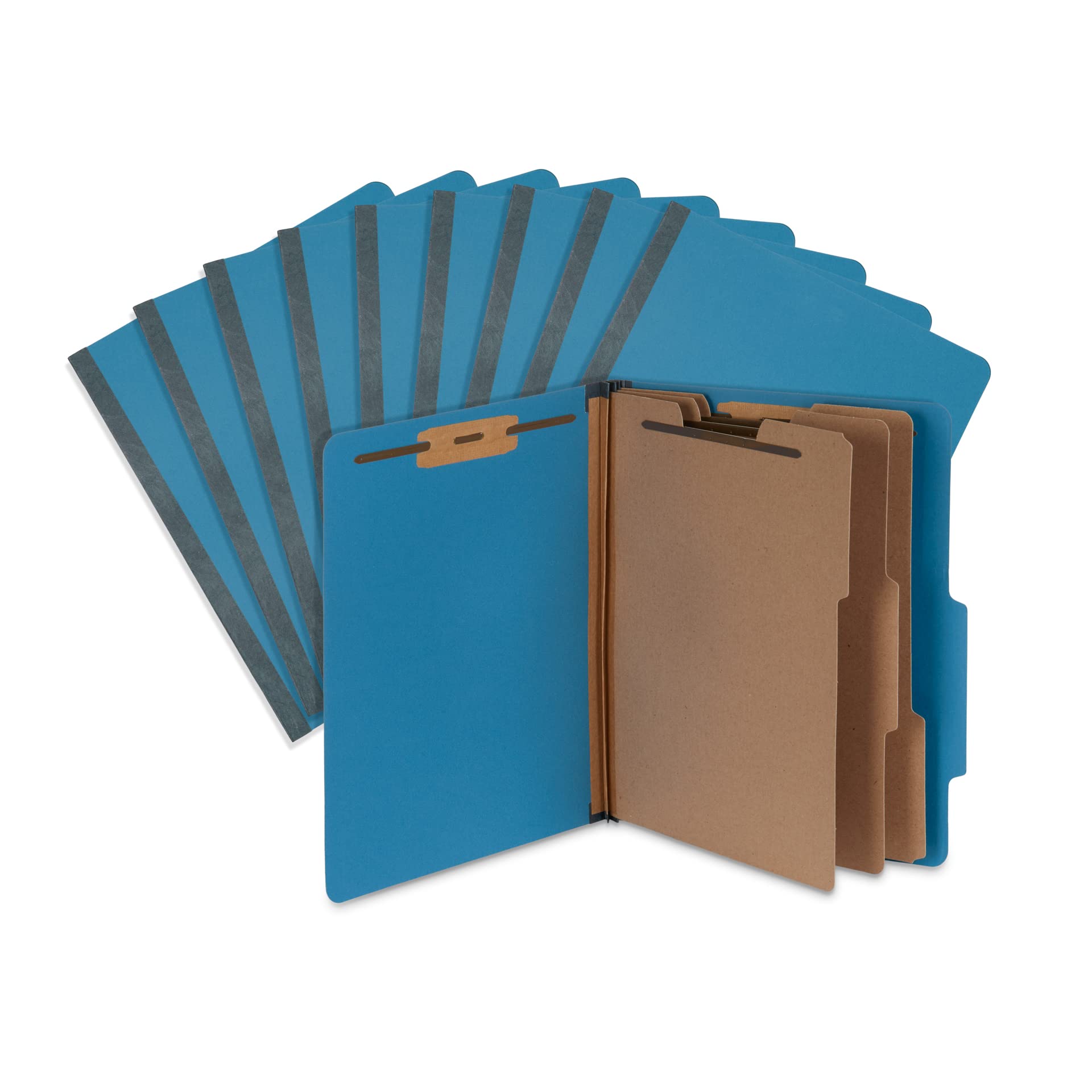 10 Blue Summit Supplies Dark Blue Classification Folders, 3 Dividers ...
