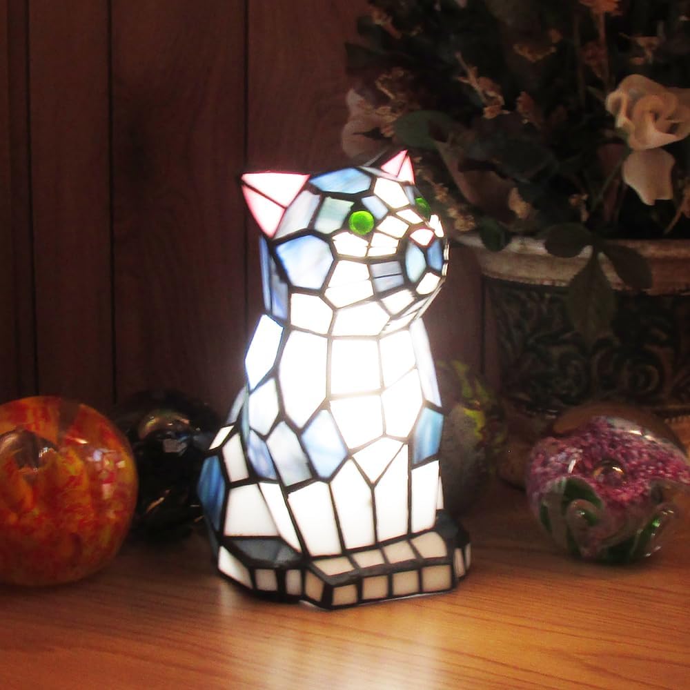 Kitty Tiffany Stained Glass Lamp Base - Perfect for a Living Room ...