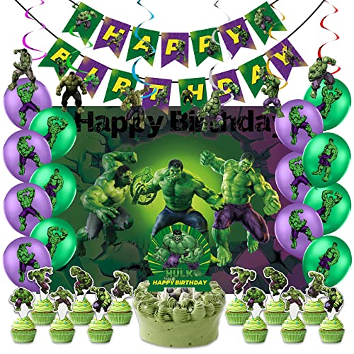 Hulk Birthday Party Supplies, 5*3ft Backdrop, 12 inch Latex Balloons ...