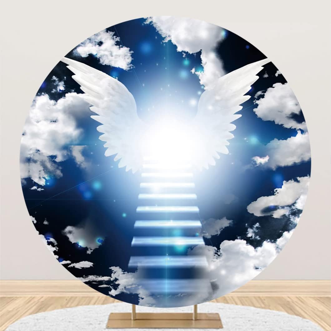 Amazon.com : DORCEV Diameter 6.5ft Stairway to Heaven Round Backdrop ...