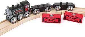 Amazon.com: Hape Steam-Era Freight Train | Classic Black & Red Children ...