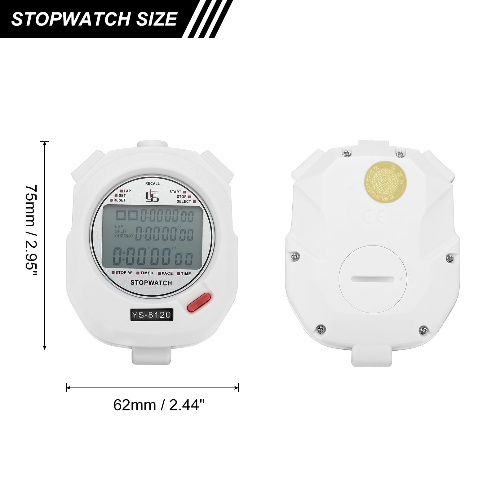 PATIKIL Sport Stopwatch Timer 120 Lap Memory, 0.01 Second Timing Stops ...
