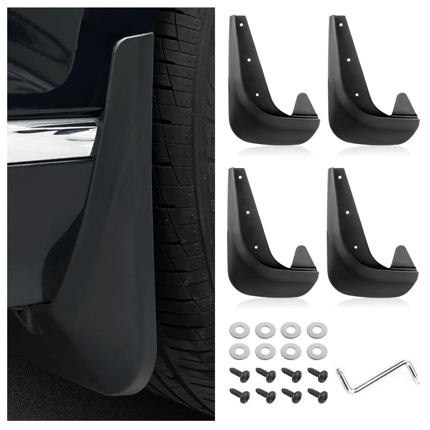 Amazon.com: Stacool 4PCS Mud Flaps for Car,Universal Flexible Front ...