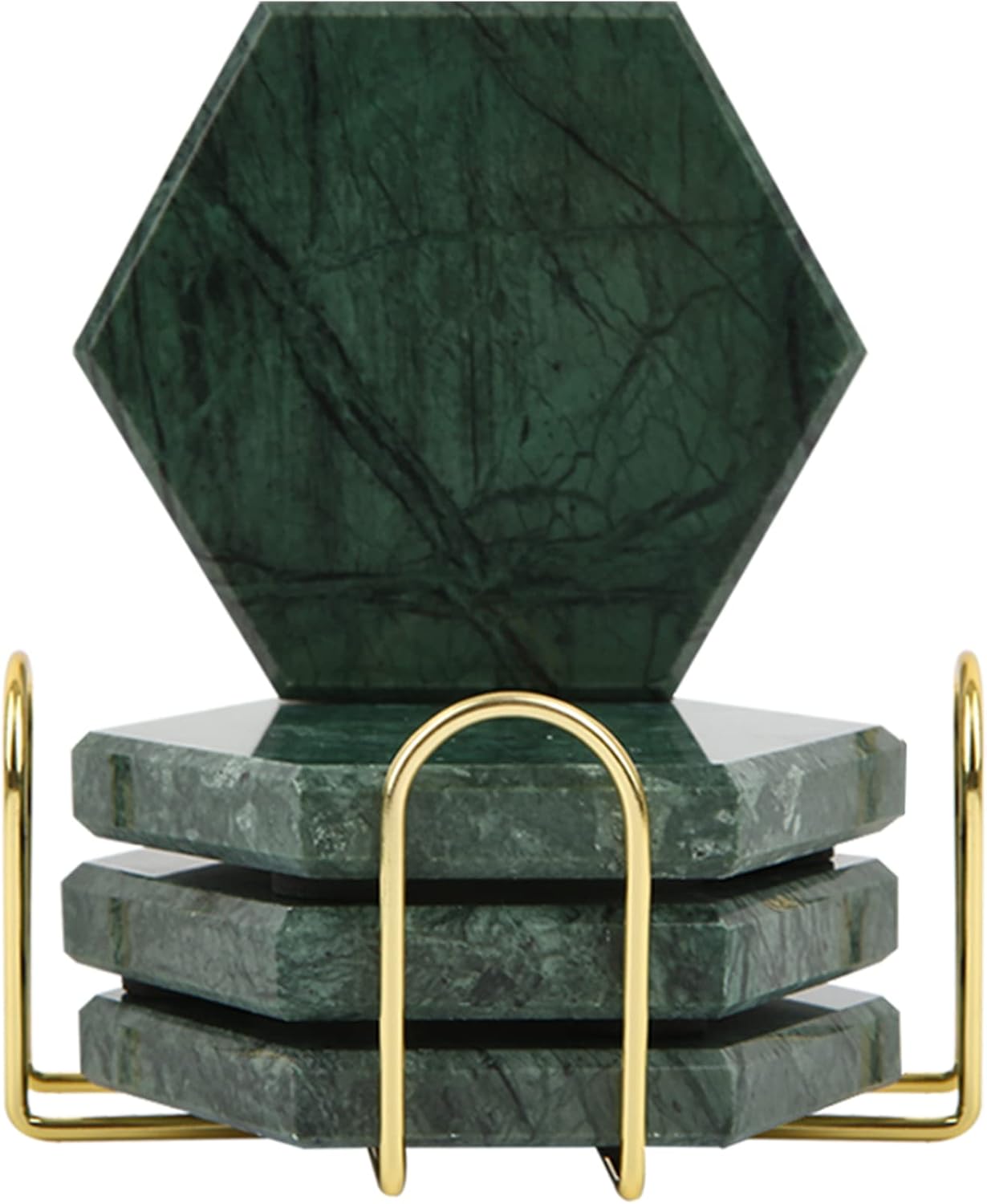 Amazon.com: TransMarble Marble Coasters for Drinks with Metal Holder ...