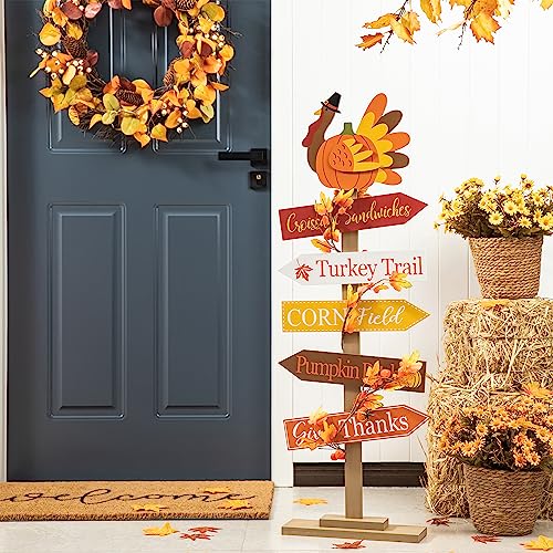 Snapklik.com : Glitzhome 4275H Thanksgiving Wooden Turkey Porch Sign ...