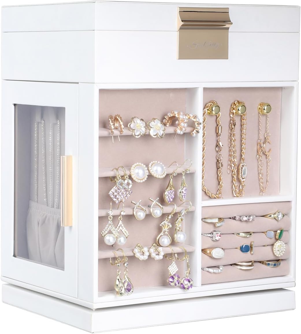 Amazon.com: Glimmloop 360° Rotating Jewelry Box with 7 Drawers ...