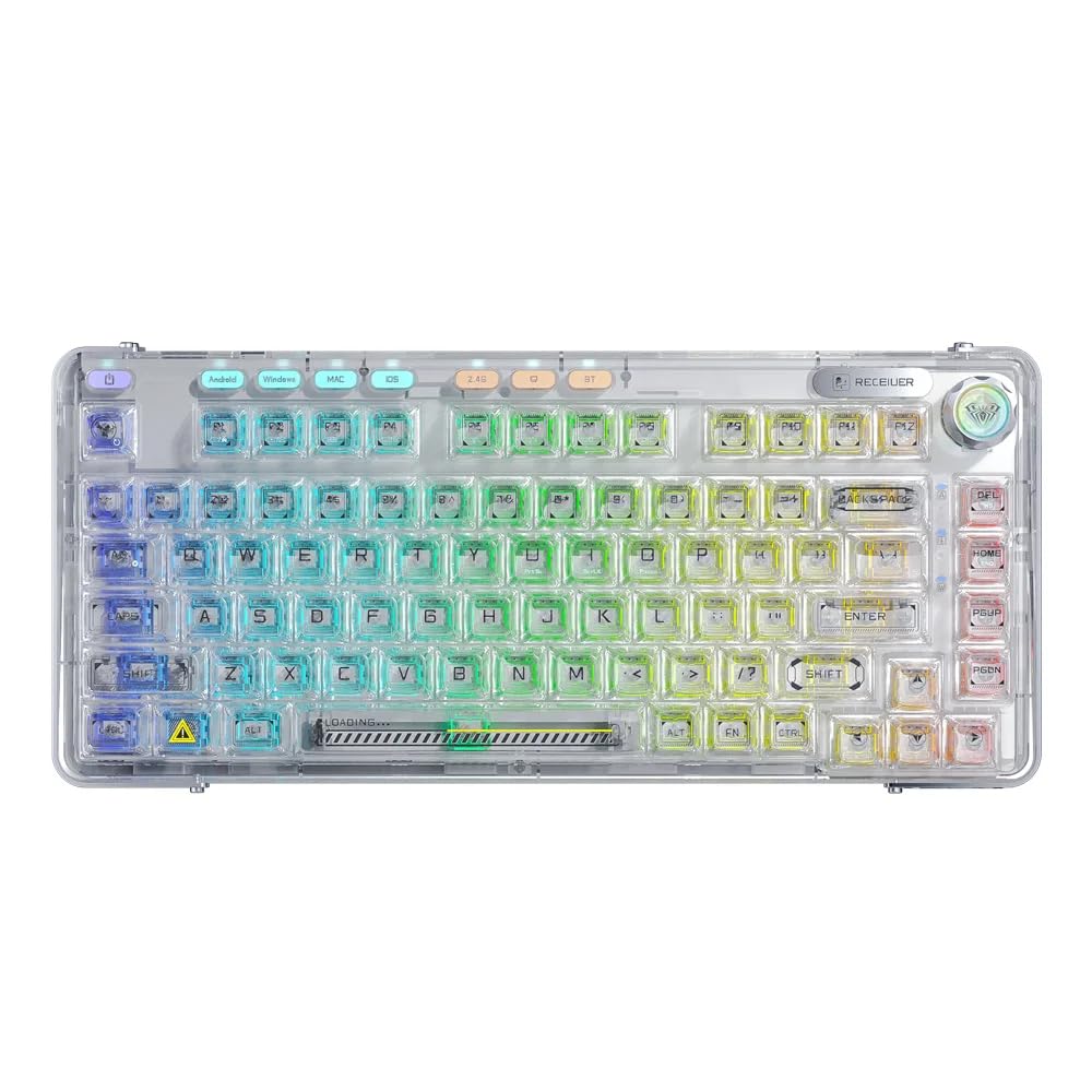 Amazon.com: Odpaltoy F81 75% Transparent Mechanical Keyboard forBT5.0/2 ...