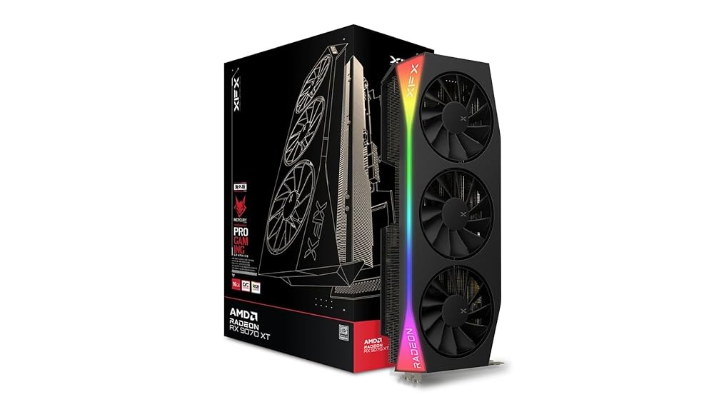 XFX Mercury AMD Radeon RX 9070XT OC Gaming Edition with RGB 16GB GDDR6, HDMI 3xDP, AMD RDNA 4 RX ...