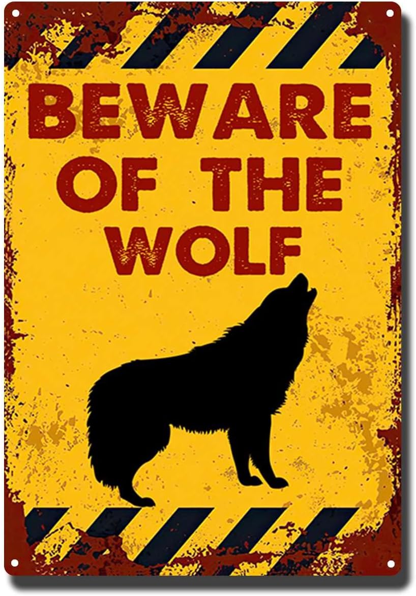 Amazon.com: RSPYOAG Vintage Beware of The Wolf Metel Tin Signs Retro ...