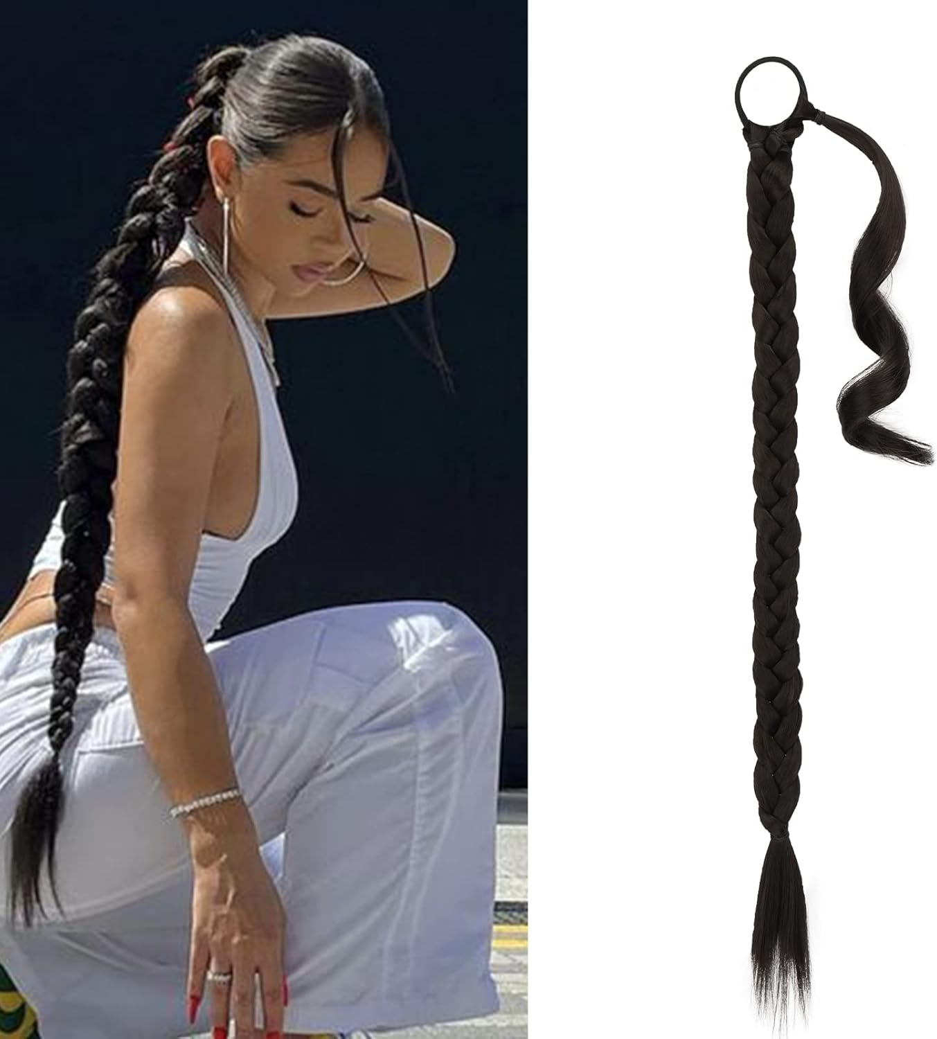 BARSDAR 75cm Longue Extension de Queue de Cheval tressée avec Attache ...