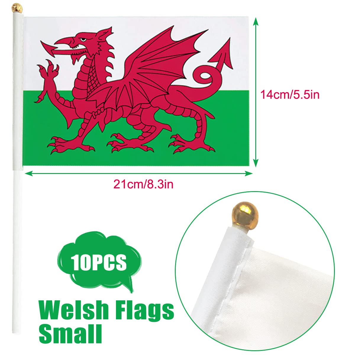 10pcs Wales Hand Waving Flags,8.5”x5.3”Hand Waving Flags with Sticks ...