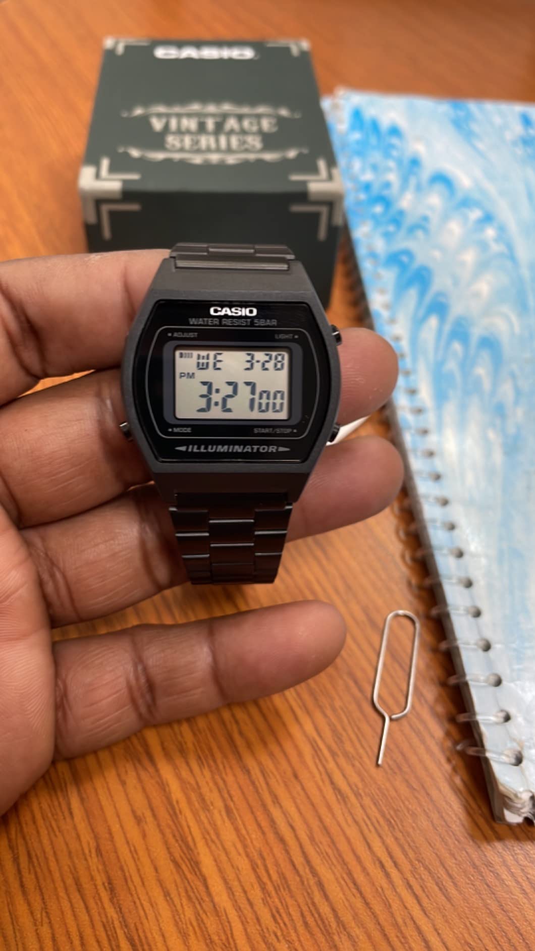 Casio Vintage B640WB-1ADF Black Digital Dial Black Stainless Steel Band ...