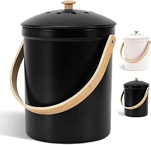 Amazon.com: Beautiful Kitchen Compost Bin with Smell Proof Lid - Rust ...