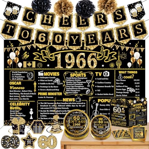 60th Birthday Decorations for Men Women, 103 PCS Back in 1966 ...