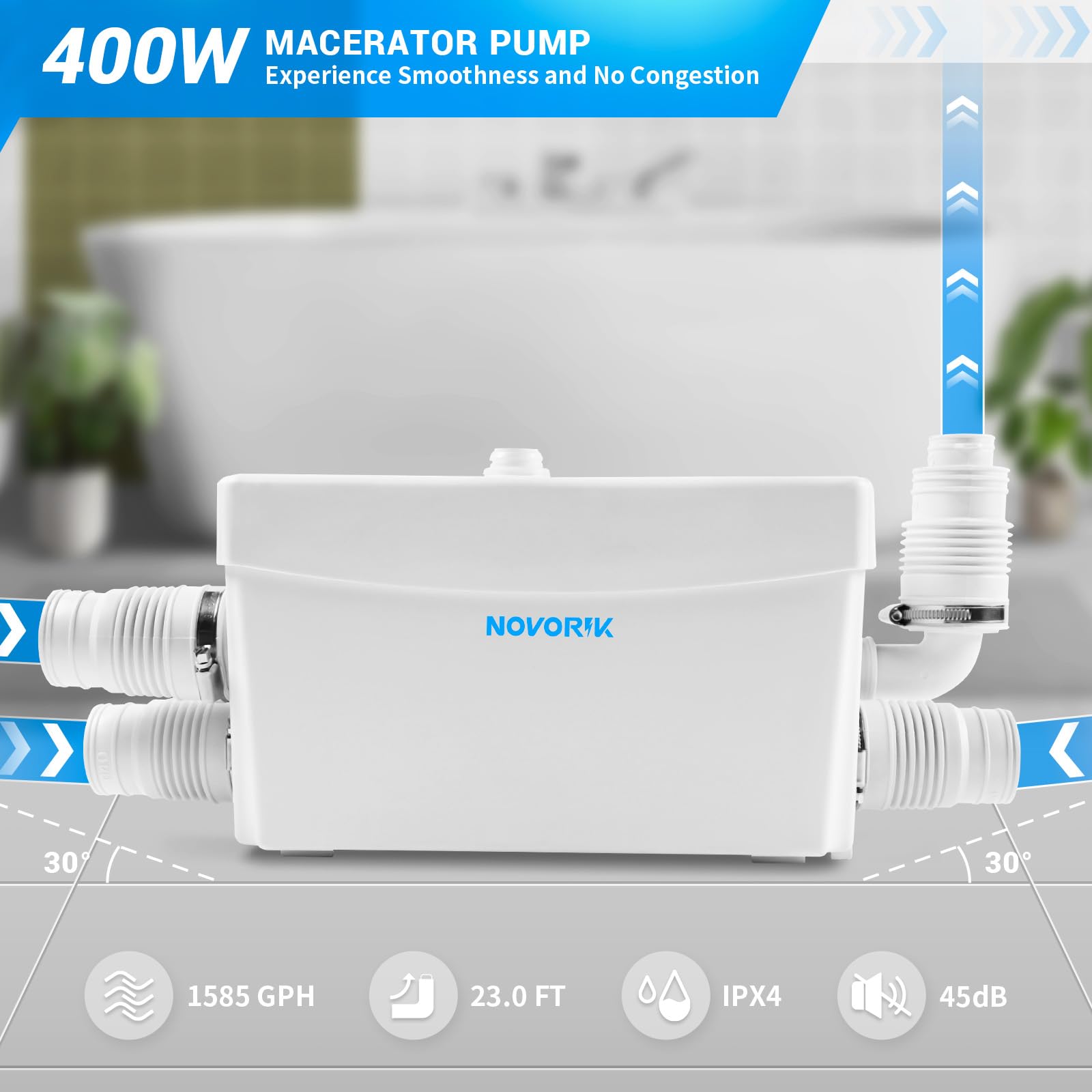 Snapklik.com : NOVORIK 400W Macerator Pump For Basement Upflush Toilet
