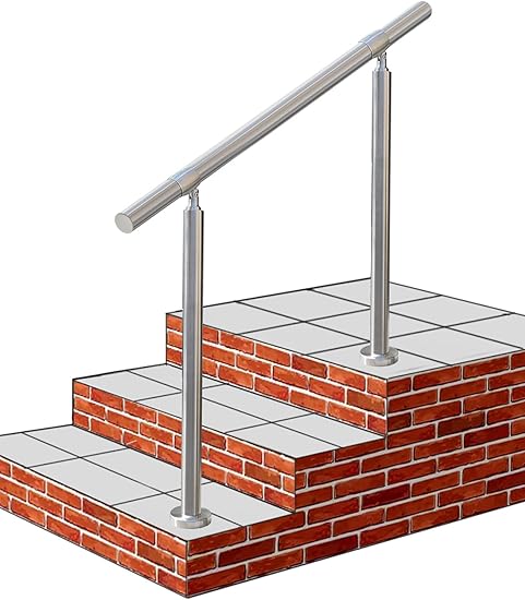 ZALNVEY Outdoor 3 Step Handrail, DIY 304 Stainless Steel Transitional ...