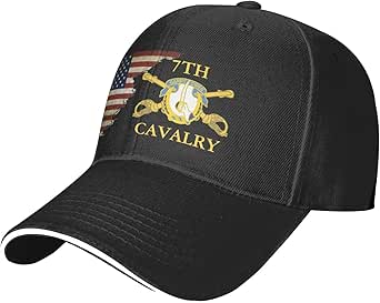 US Flag 7TH Cavalry Unisex Baseball Caps Sandwich Caps Casual hat Black ...