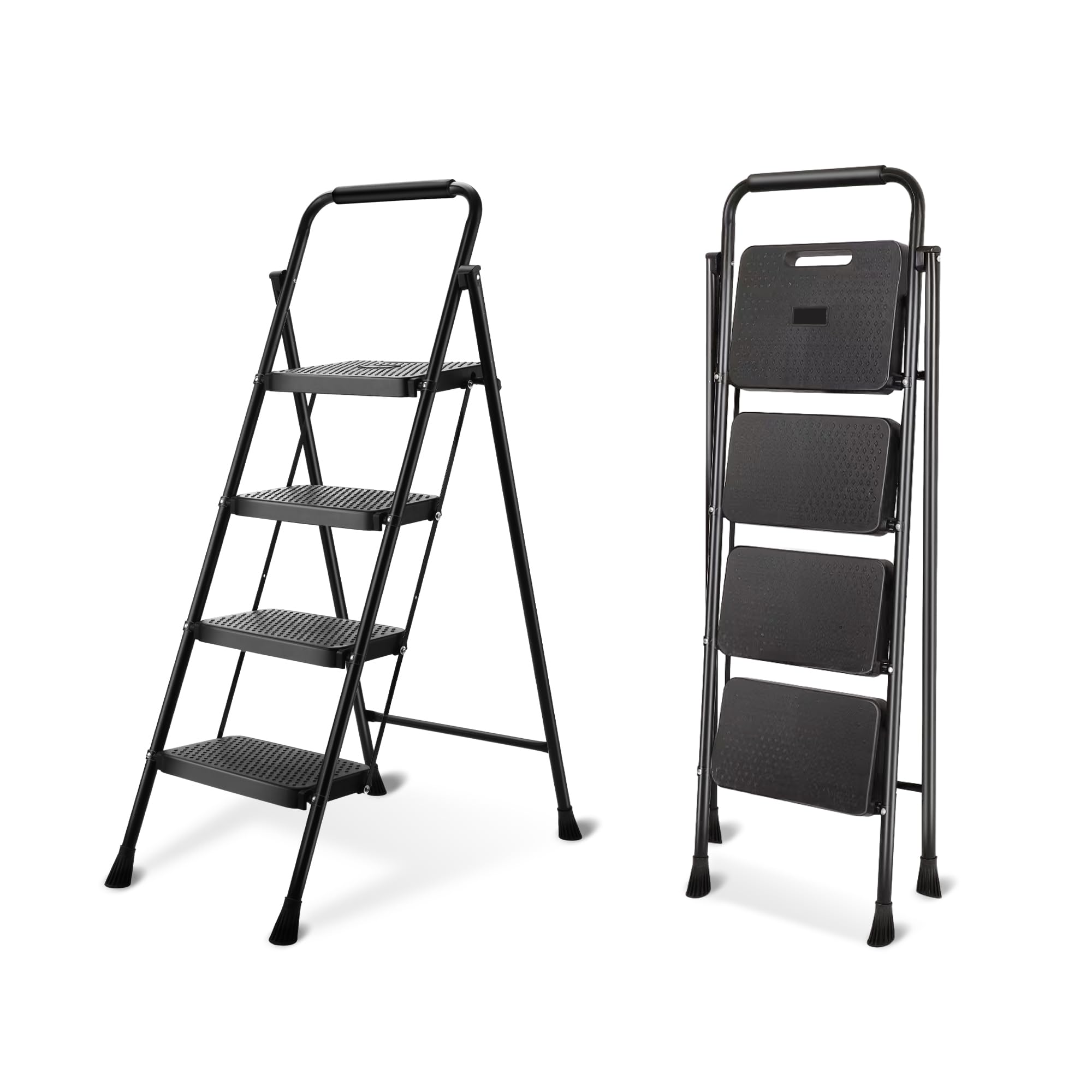 FEETE 4 Step Ladder, Folding Step Stool w/Wide Anti-Slip Pedal for ...