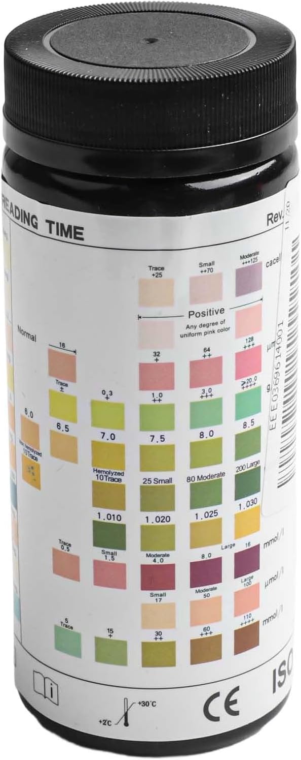 RichVibe VET-10 100pcs Pet Urine Test Strips UTI pH Glucose Ketones ...
