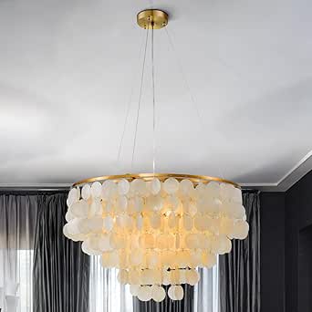 MORE CHANGE 24" Capiz Shell Chandelier, Modern 6-Light Coastal ...