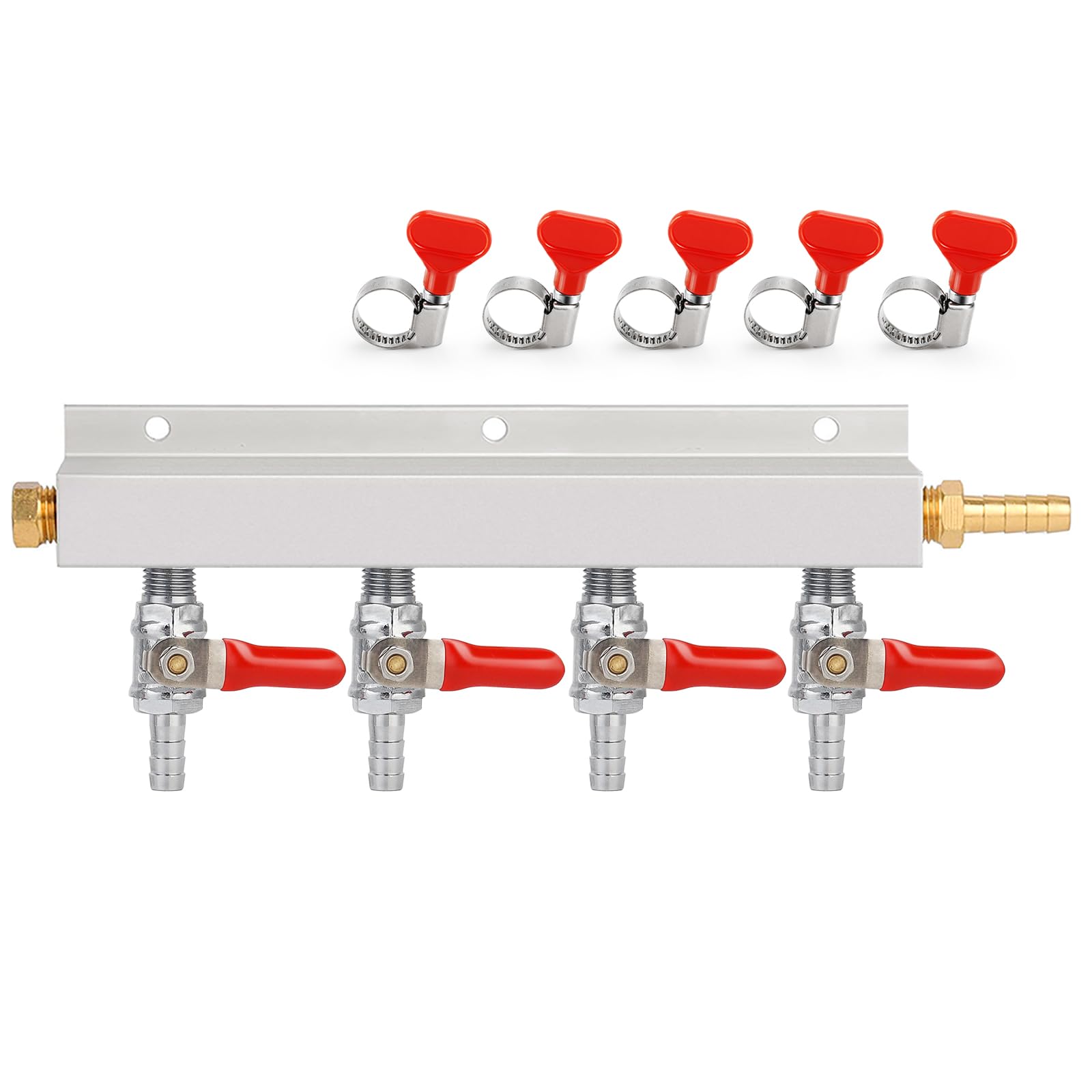 Snapklik.com : 4 Way Gas Manifold 5/16" Barbed Integrated Check Valves ...