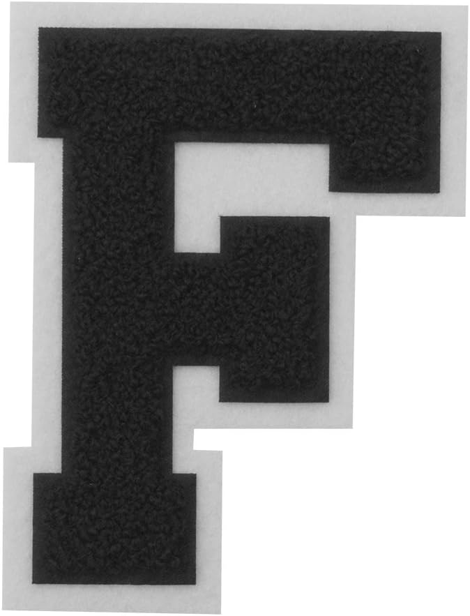 Amazon.com: F - Black on White - 4 1/2 Inch Heat Seal/Sew On Chenille ...