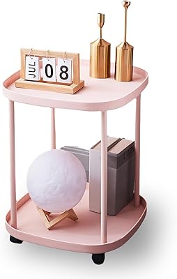 Amazon.com: villertech Side Table with Wheels, End Table Living Room ...