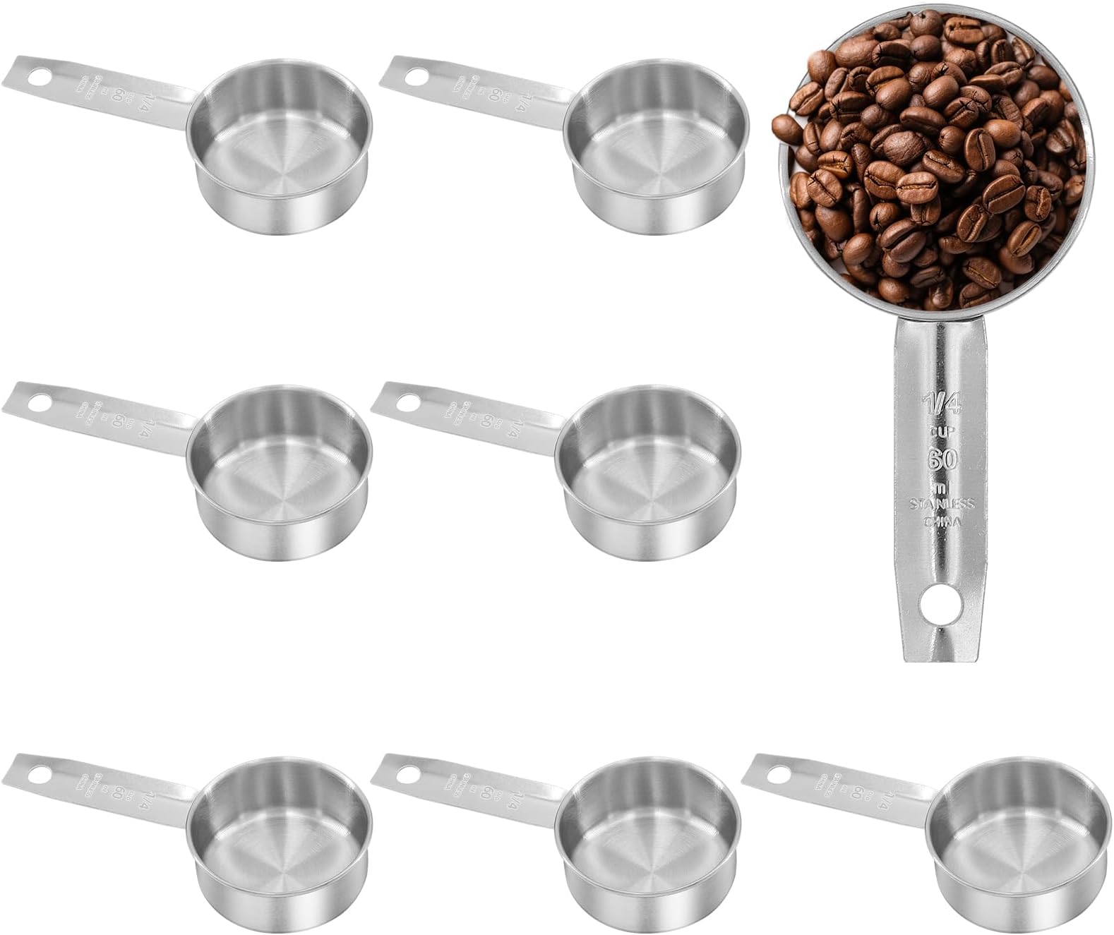 Amazon.com: Akamino 10 Pcs 1/4 Measuring Cup, 2 Oz Stainless Steel ...