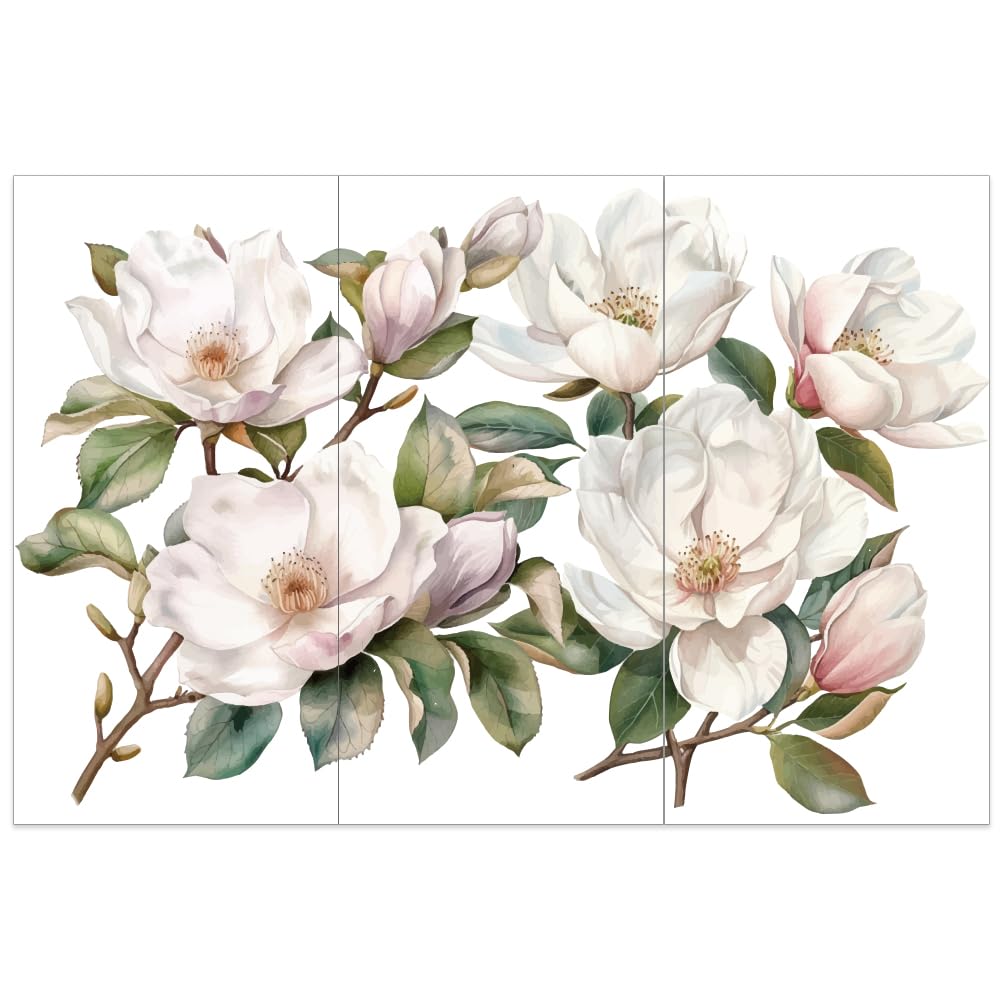 Amazon.com: OLYCRAFT 3pcs/Set White Magnolia Rub on Transfers for ...
