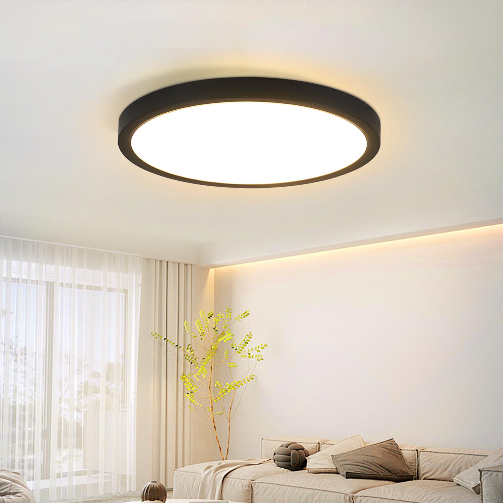 cupgow LED Deckenlampe Flach Deckenleuchte 15W - Flurlampe Schwarz 18CM ...