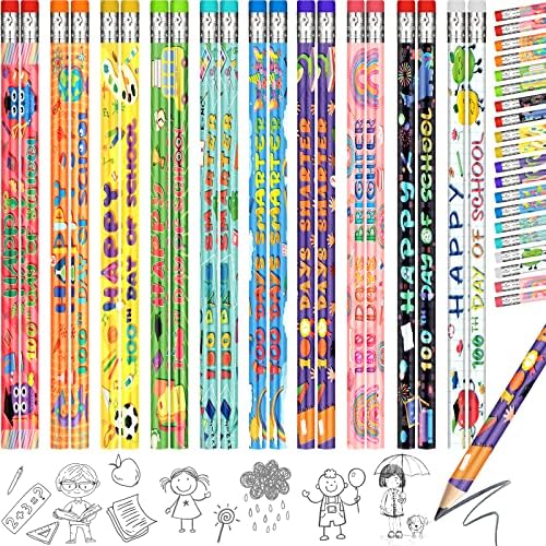 Amazon.com : 120 Pcs 100 Days of School Pencils with 10 Designs ...