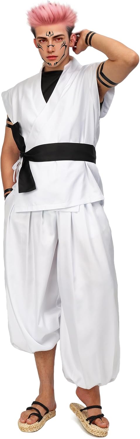 Amazon.com: C-ZOFEK Men's US Size Ryomen Sukuna Cosplay Costume White ...